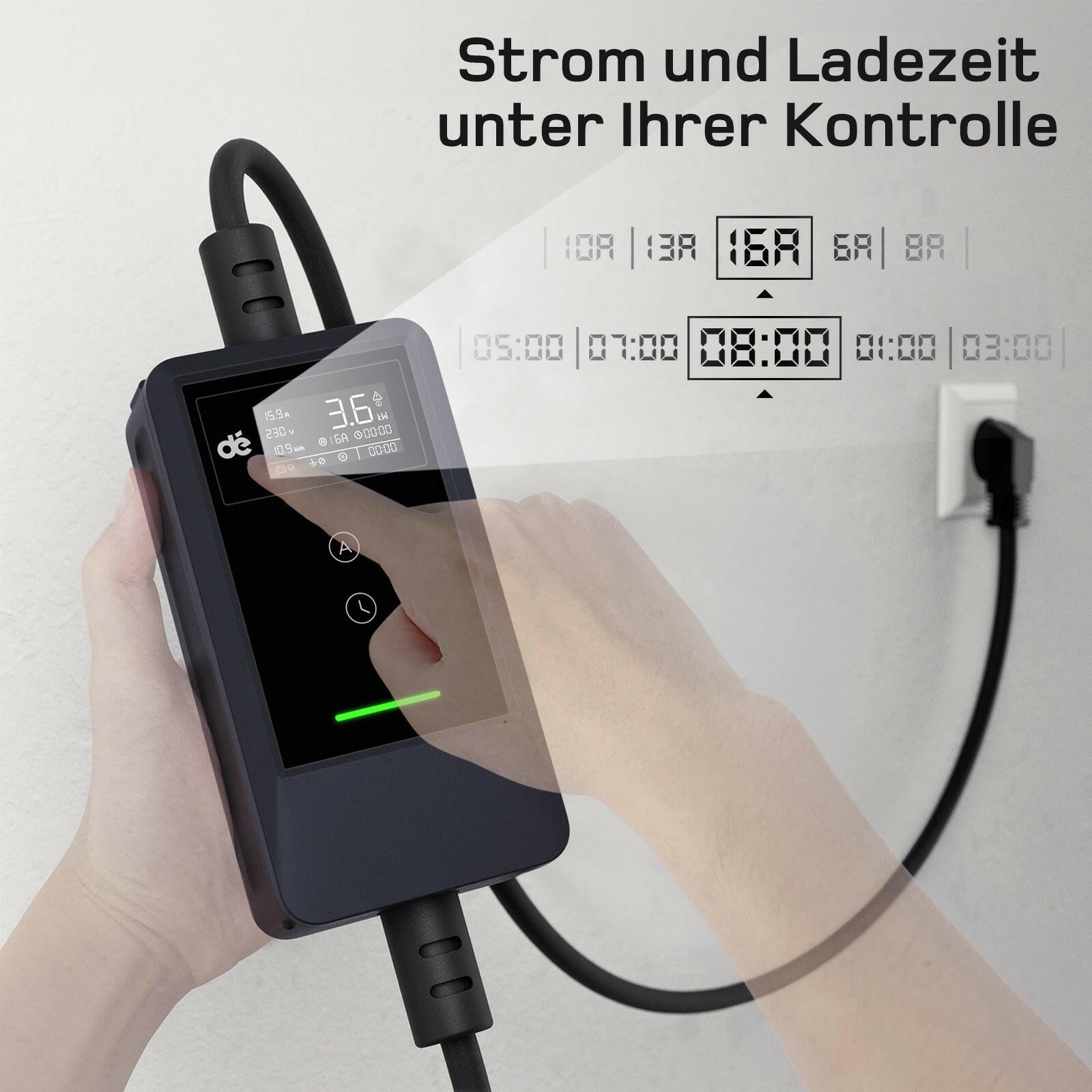 dé Ladekabel Typ 2 Schuko – 3,7 kW Ladegerät für E-Auto