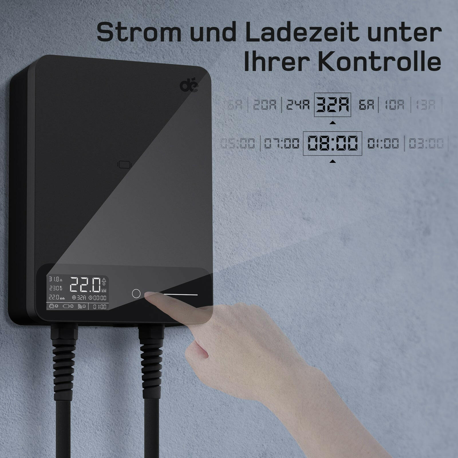dé Wallbox 22 kW mit App, RFID & Stromzähler | 3-Phasen Typ-2 Wallbox ...